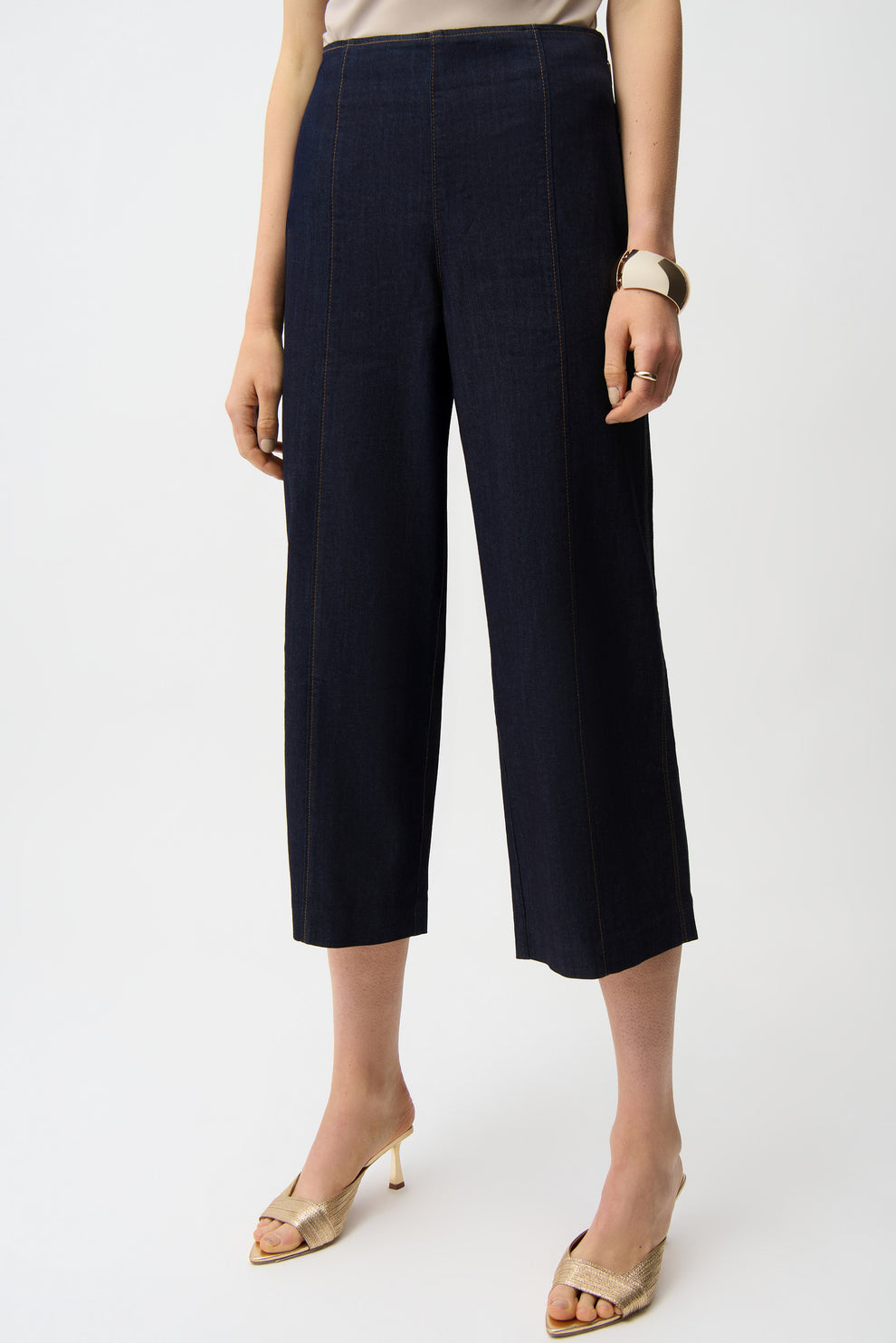 Joseph Ribkoff Exposed Side Zip Culotte Jeans - Dark Denim Blue | Alana ...